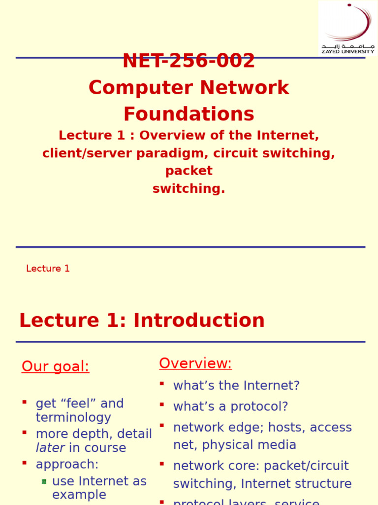Lecture 1 Introduction | PDF | Computer Network | Internet Service Provider