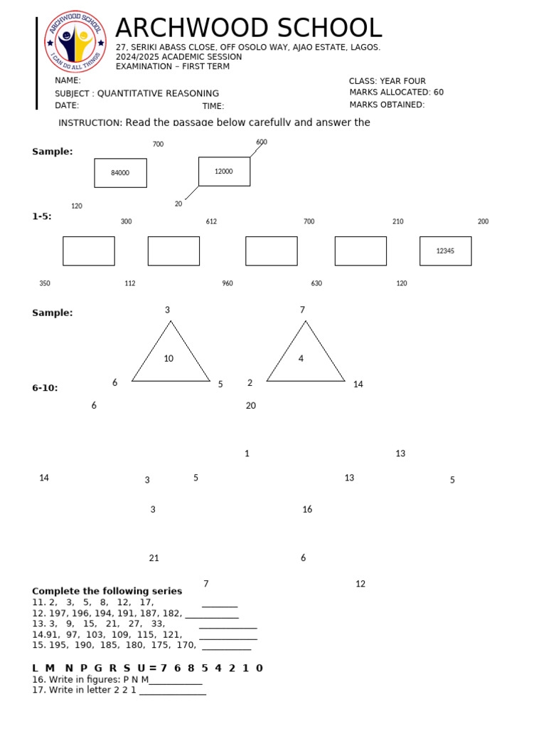 Year 4 Quantitative Examination | PDF