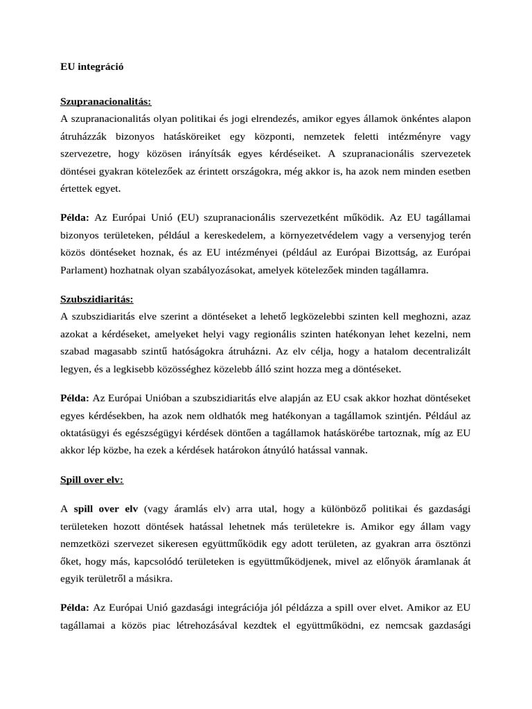 EU Integráció Vizsga | PDF