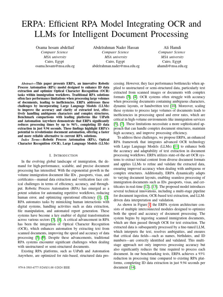 Erpa Efficient Rpa Model Integrating Ocr and Llms For 4euc62de38lr ...