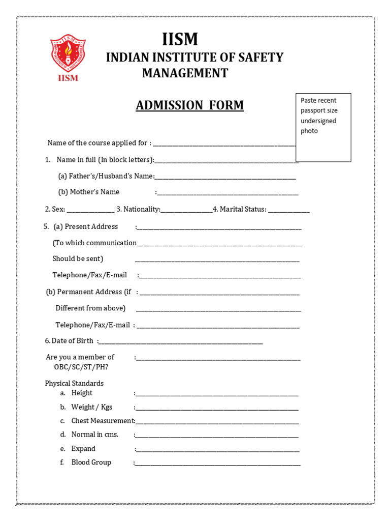 Iism Admission Form | PDF