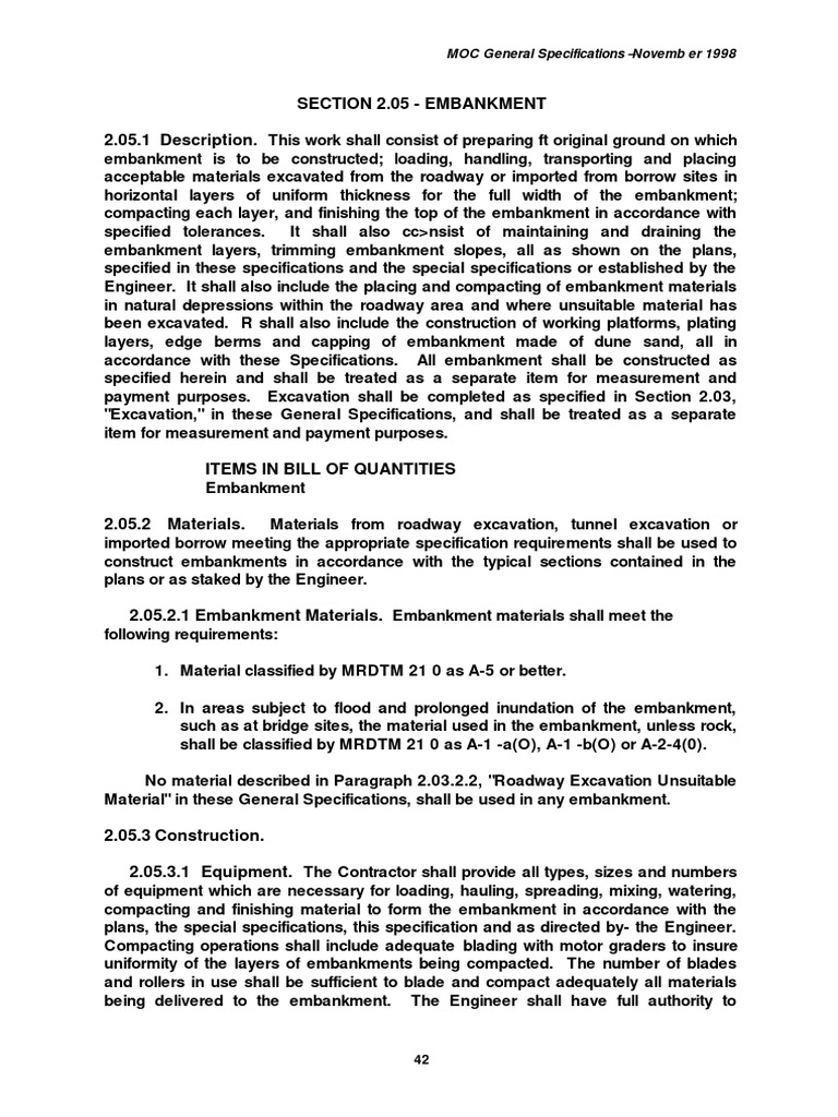 MOT - General Specifications For Road and Bridge Construction Section 2 ...