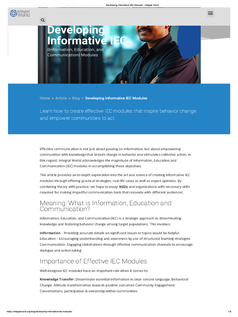 Developing Informative IEC Modules - Integral World | PDF | Communication | Information