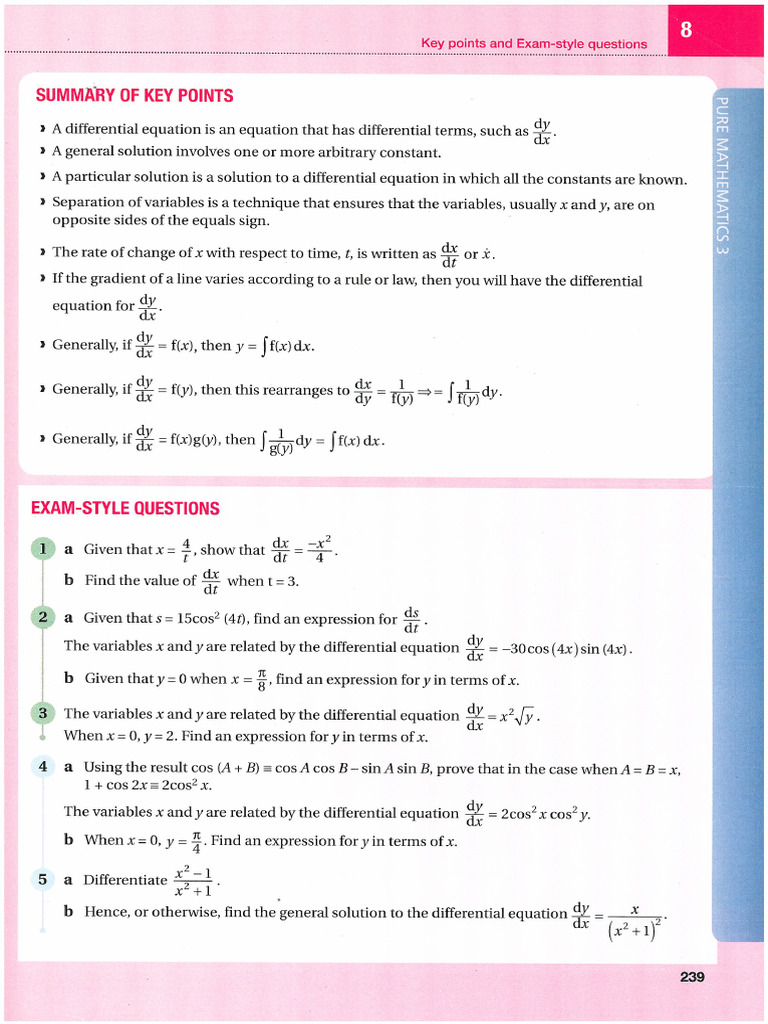 Cambridge AS & A Level Pure Math 2-3 | PDF | Differential Calculus ...