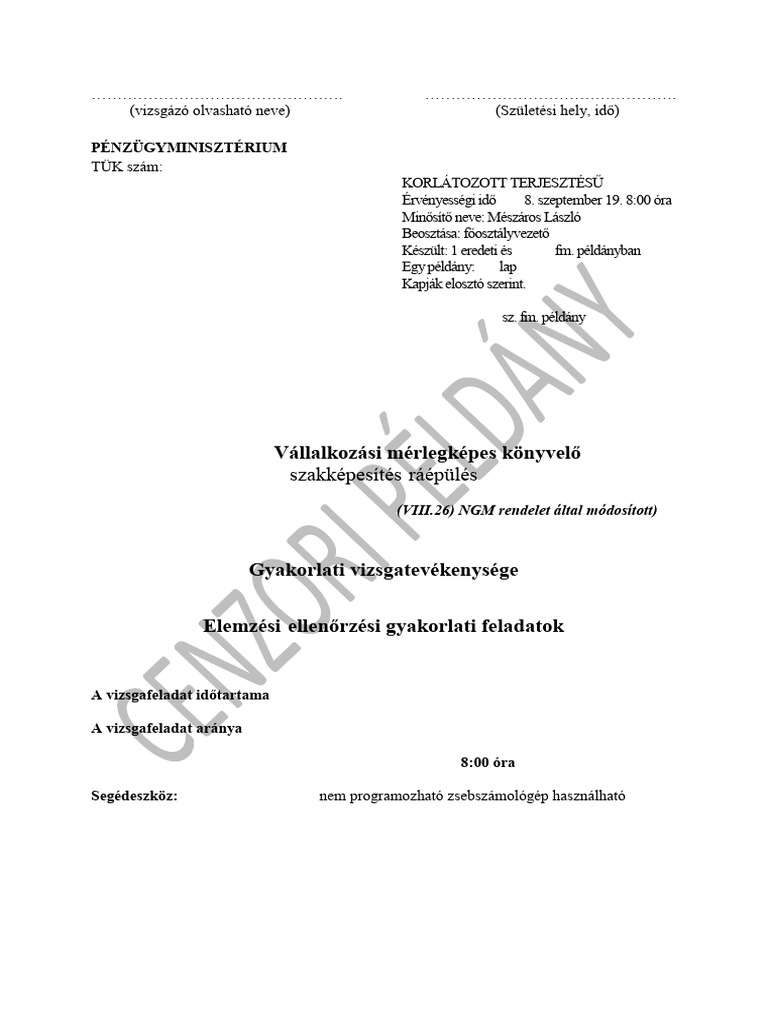 Elemzes-Ellenorzes T | PDF