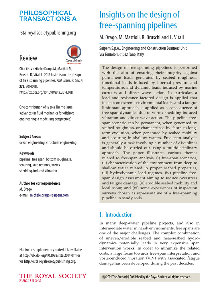 Drago Et Al 2015 - Insights On The Design of Free Spanning Pipelines ...