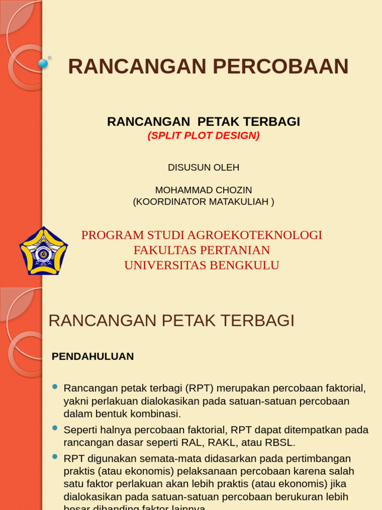 Rancangan Petak Terbagi dalam Agroekoteknologi | PDF