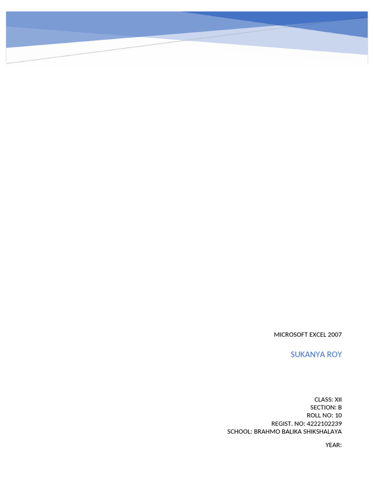 Modern Computer Application - Project On Microsoft Excel | PDF ...