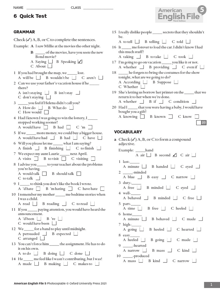 AEF3e L5 File6 QuickTest | PDF | Linguistics