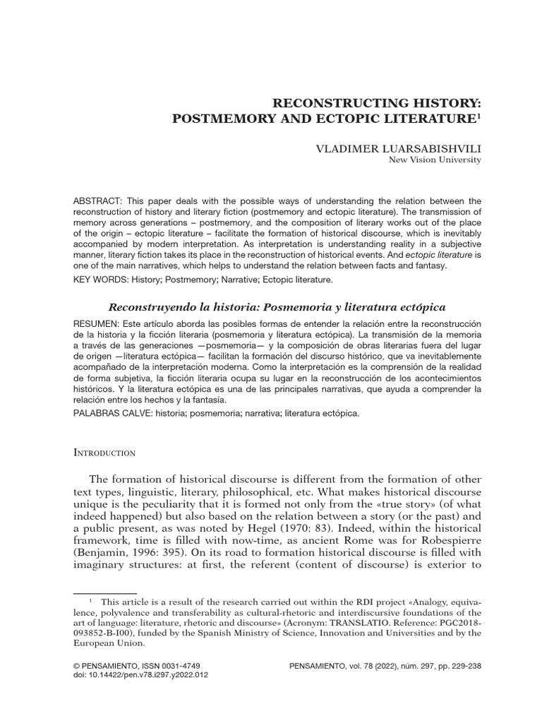 Postmemory and Ectopic Literature | PDF | Vladimir Nabokov | Ideologies