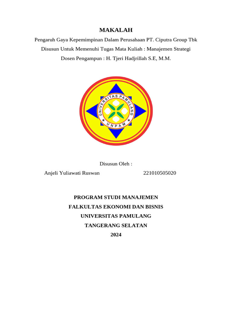 MAKALAH Manajemen Strategi Pt. Citra Group | PDF