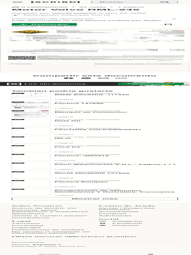 Motor Volvo RML-245 PDF Economias | PDF