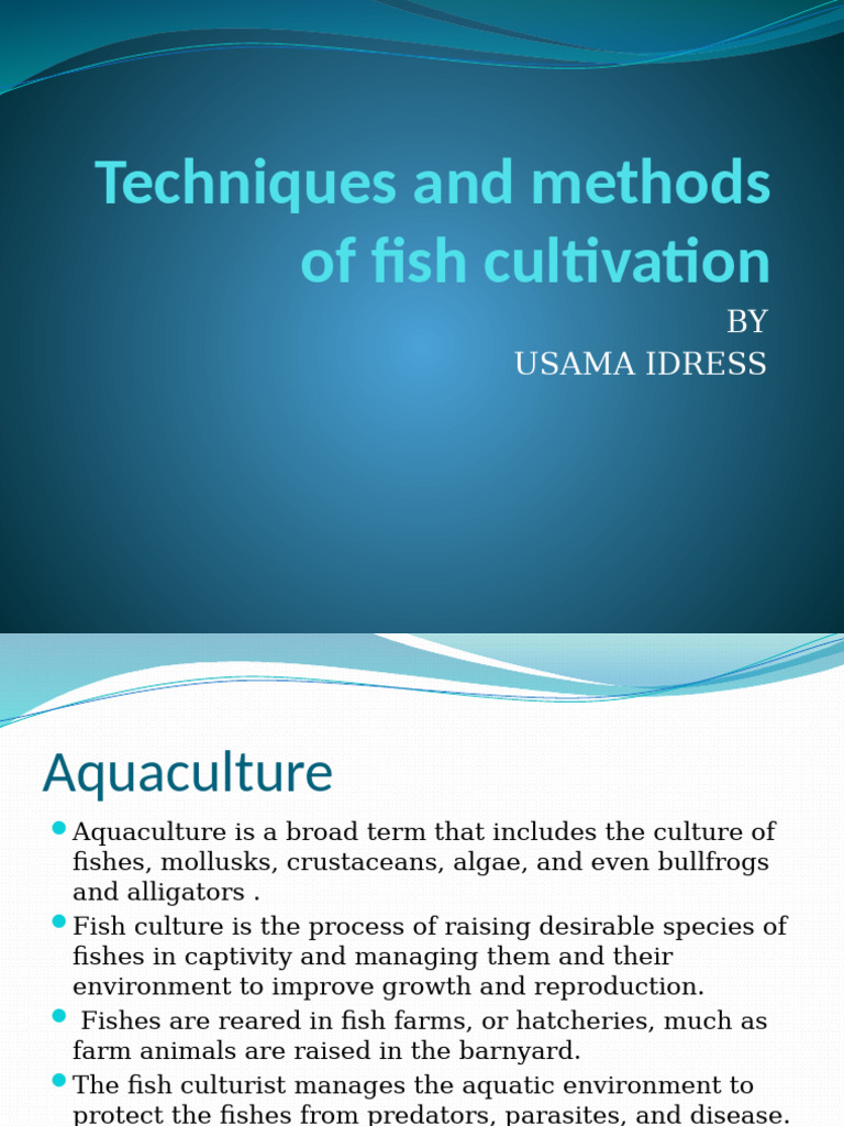 Fish Cultivation Techniques Overview | PDF | Aquaculture | Agriculture