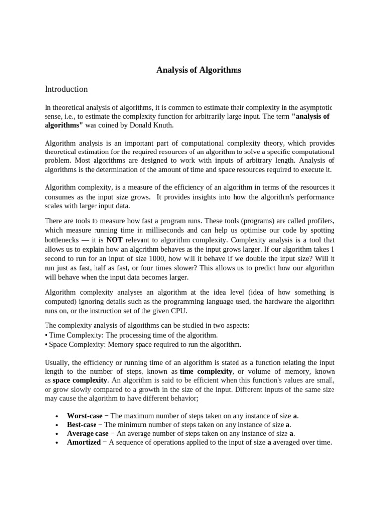 CSC 305 Lec1 - Analysis of Algorithms | PDF | Time Complexity | Algorithms