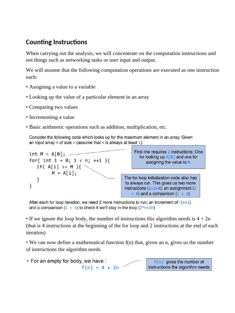 CSC 305 - Counting Instructions Asymptotic Behaviour | PDF | Multiplication | Time Complexity