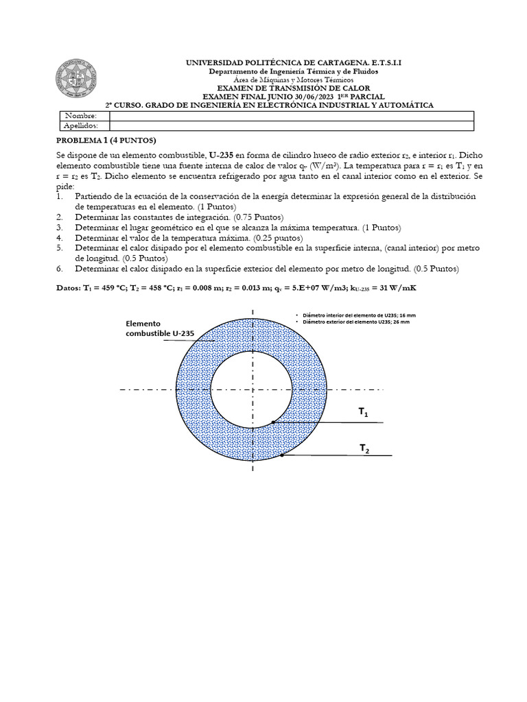 Gieya - TDC - Ex Final 30-Junio 1er y 2º Parcial - v2 - Solucion | PDF | Intercambiador de calor ...