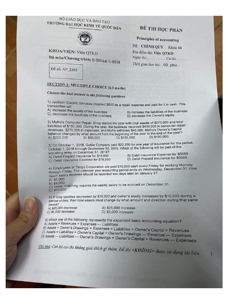 Đề NLKT 1 K64 | PDF