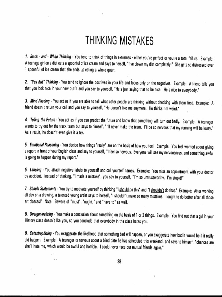 Thinking Mistakes | PDF
