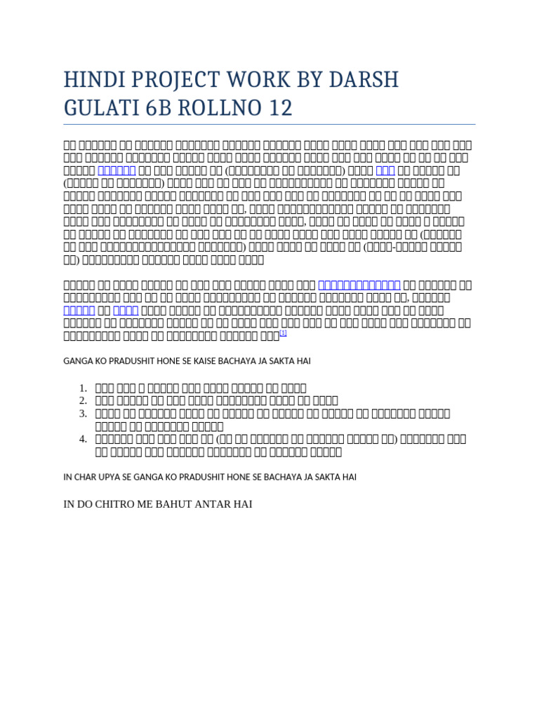Hindi Project Work by Darsh Gulati 6b Rollno 12 | PDF