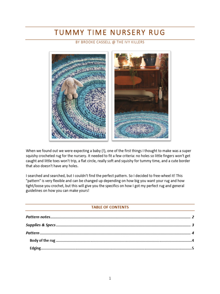 Tummy Time Nursery Rug Pattern | PDF | Crochet | Weaving