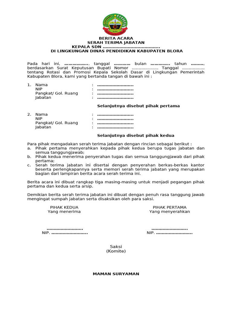 File Serah Terima Jabatan | PDF