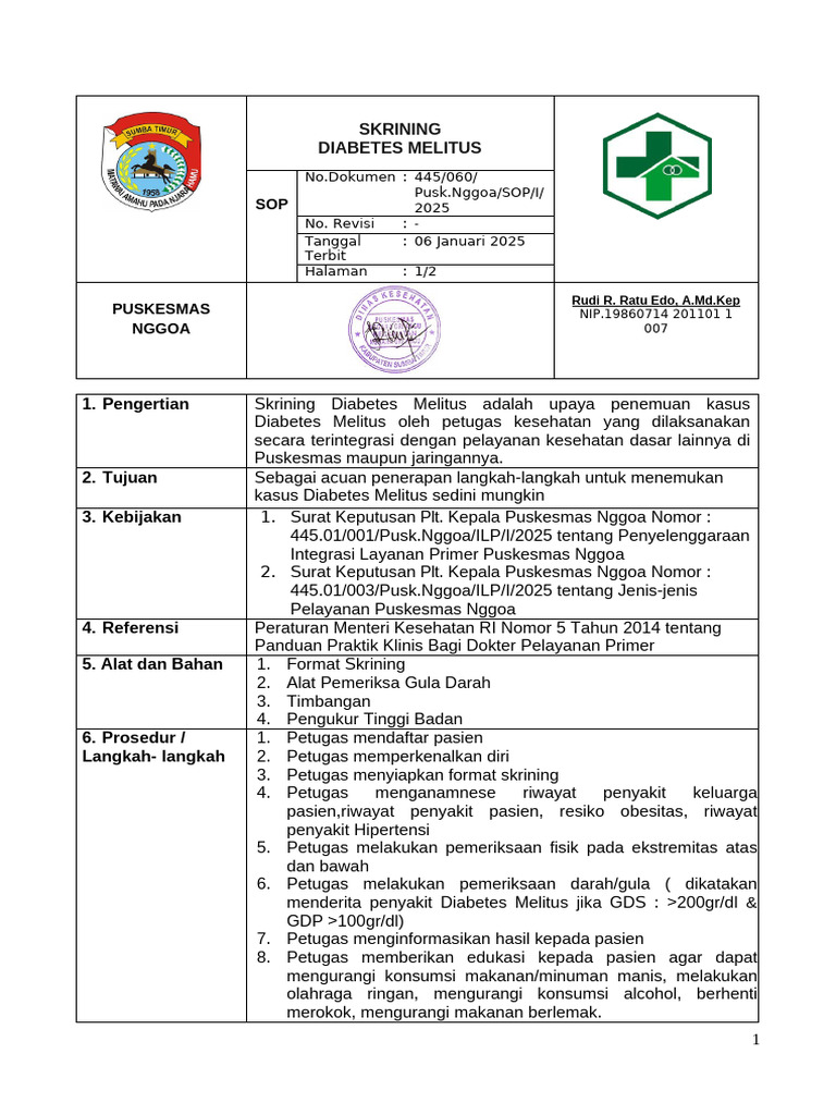 Sop Skrining DM | PDF