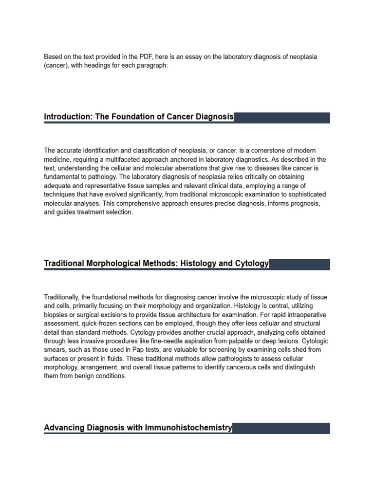 Diagnosis of Neoplasia - 2 | PDF | Cytopathology | Pathology