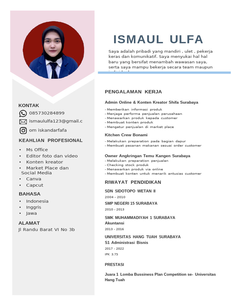 CV Terbaru - Ismaul Ulfa | PDF