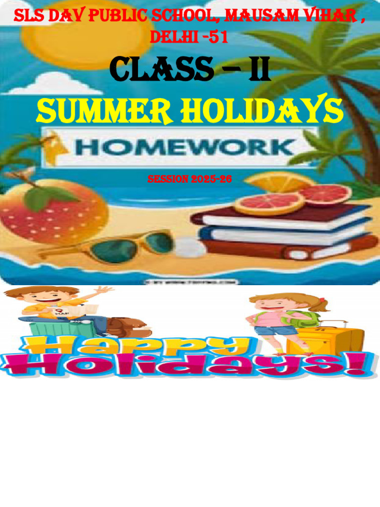 Class 2 Summer Holiday Homework 2025-26 | PDF