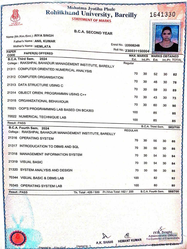 2 ND Year Mark Sheet | PDF