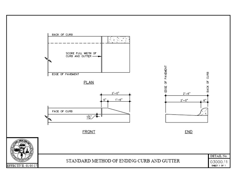 Standard Method of Ending Curb and Gutter: Detail No | PDF