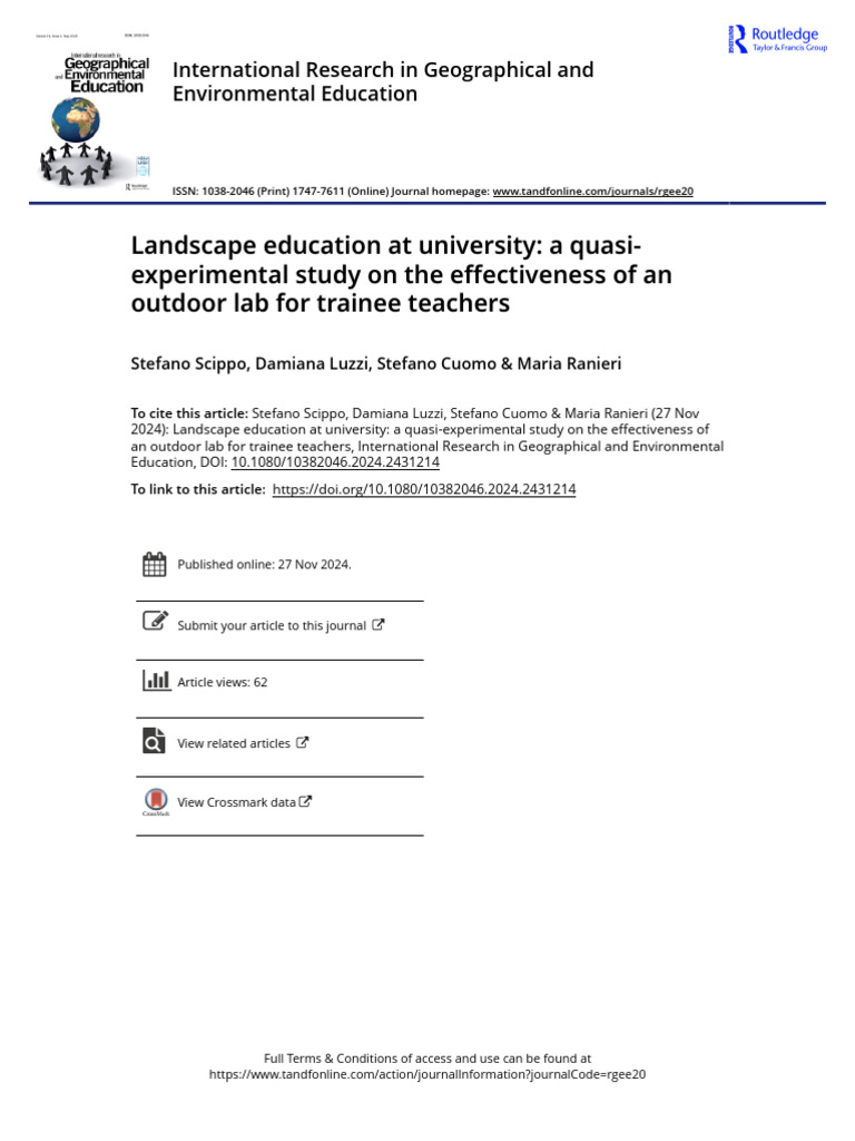 Effectiveness of Outdoor Lab in Landscape Education | PDF | Student's T ...
