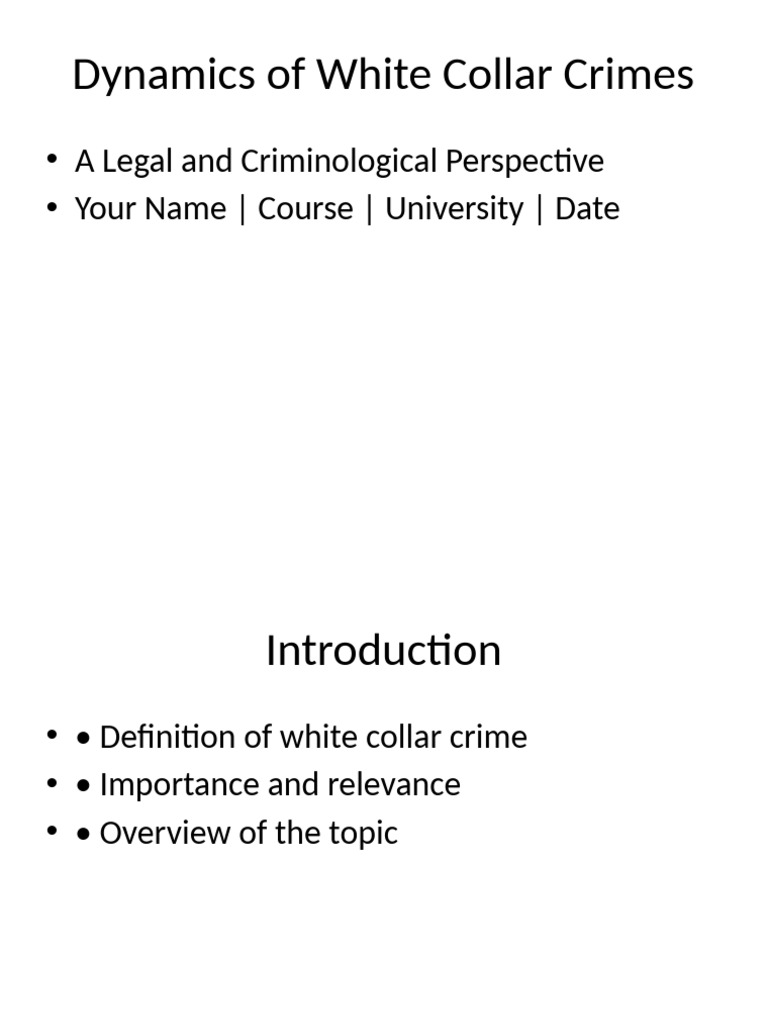 Understanding White Collar Crimes | PDF