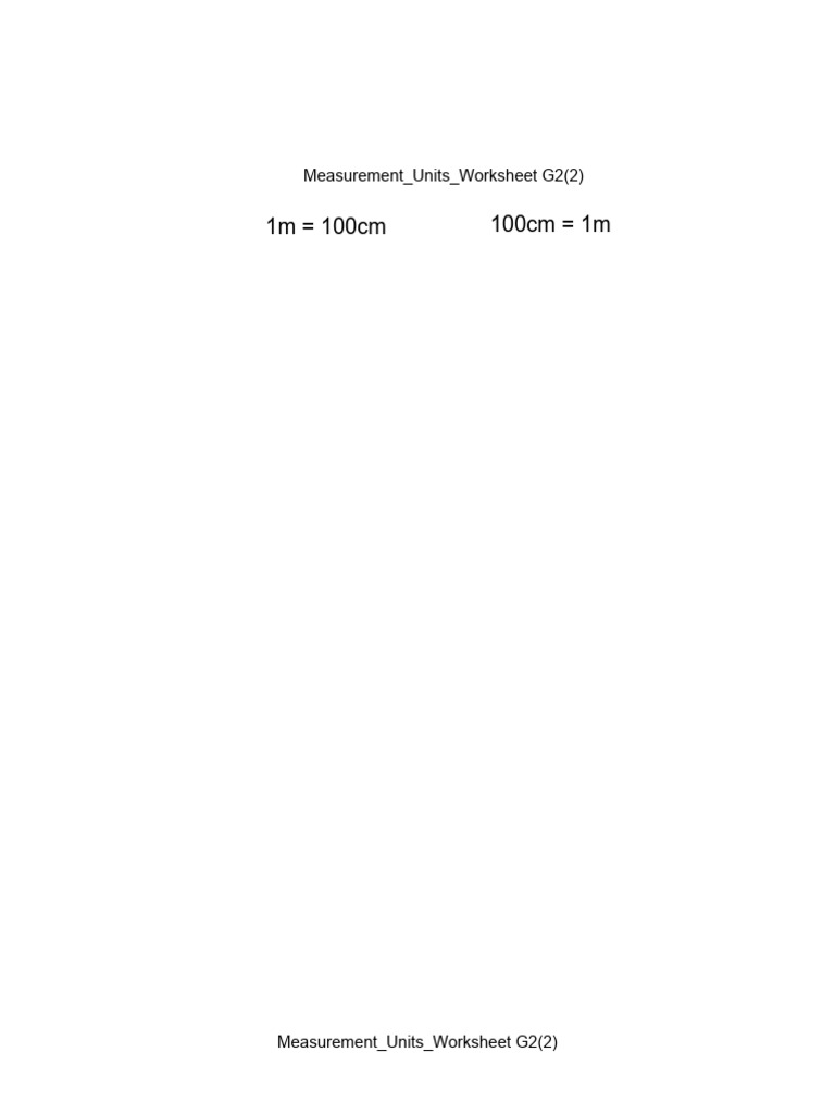 Measurement Units Worksheet G2 | PDF