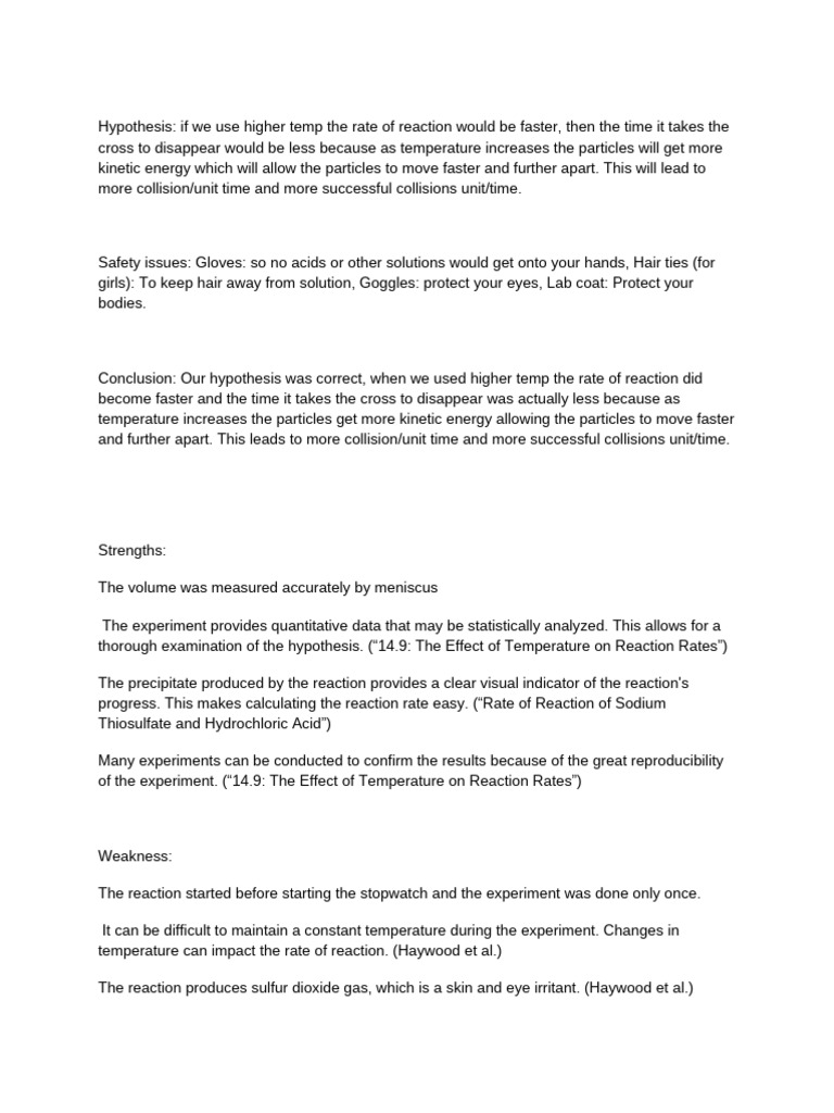 Official Lab Report Chemistry Cross | PDF | Reaction Rate | Chemical ...