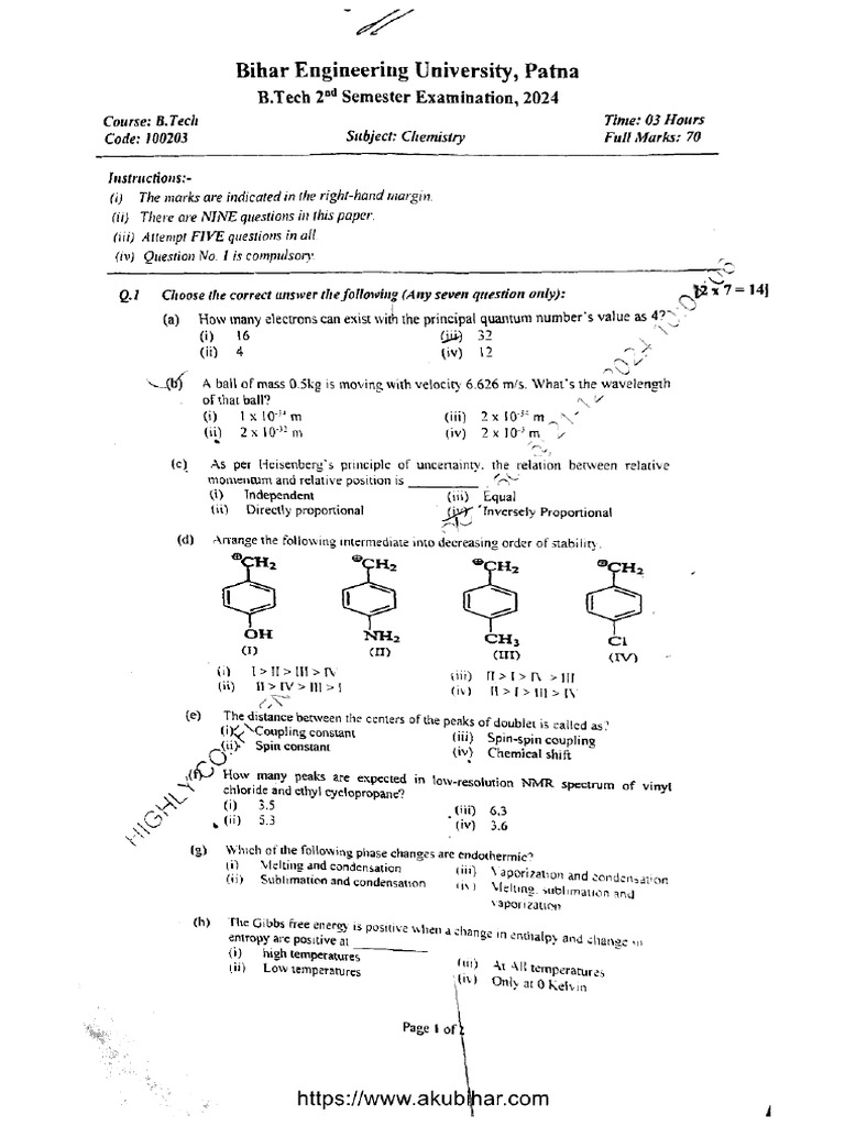 Btech 2 Sem Chemistry 100203 Dec 2024 | PDF