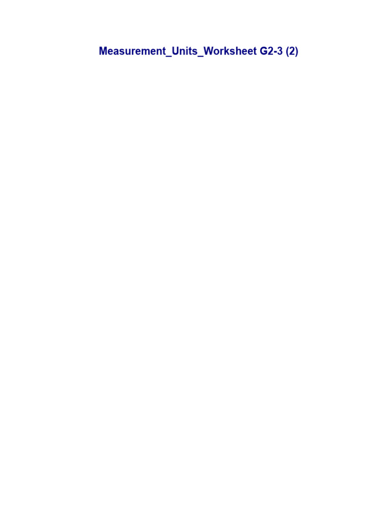 Measurement Units Worksheet G2-3 | PDF