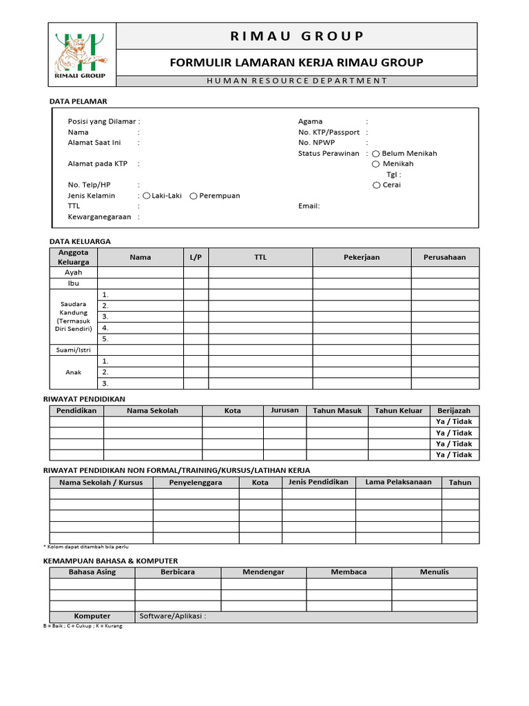 Form Lamaran Kerja | PDF