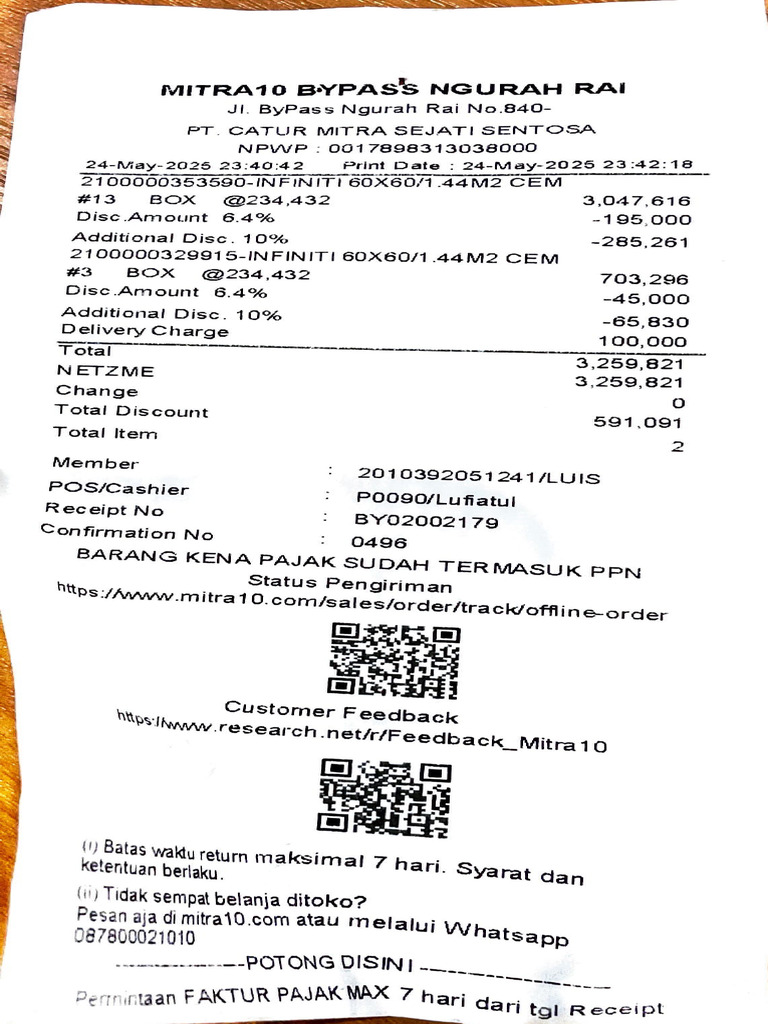 Tile Purchase Receipt The Ark | PDF