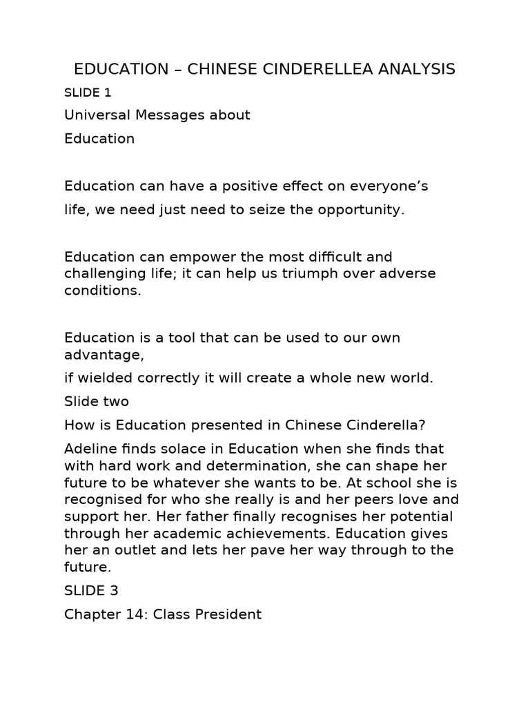 Education - Chinese Cinderella Analysis | PDF | Courage | Grief