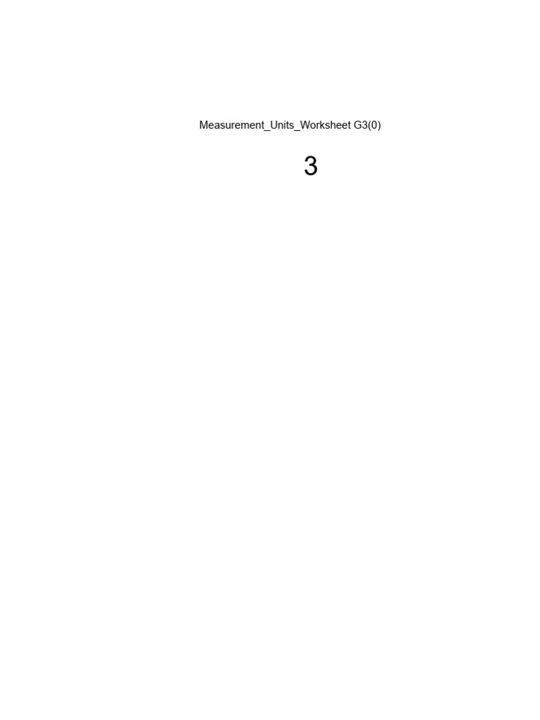 Measurement Units Worksheet G3 | PDF