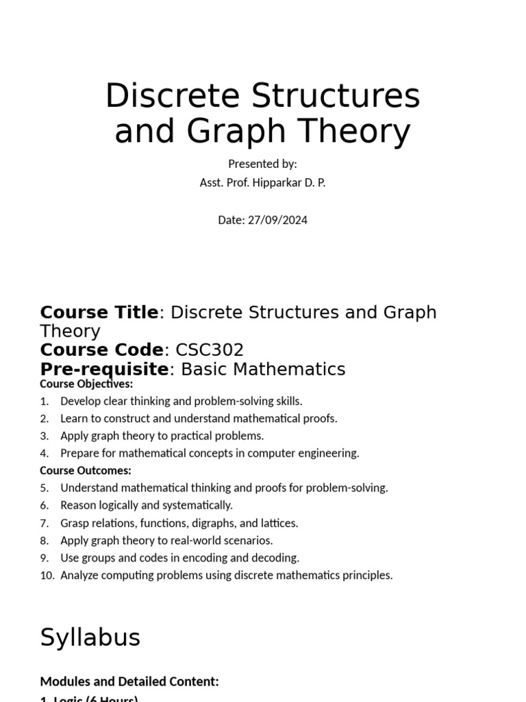 Discrete Structures and Graph Theory | PDF | Group (Mathematics) | If And Only If