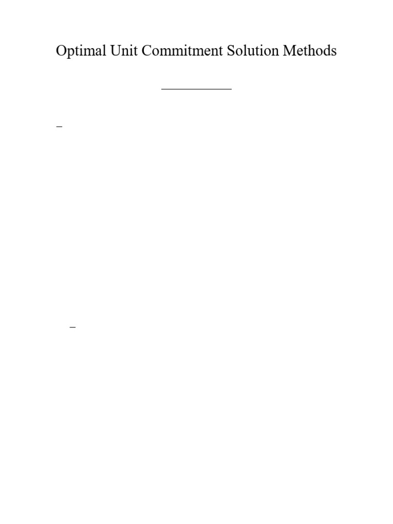 Optimal Unit Commitment Solution Methods - Extended Abstract | PDF | Mathematical Optimization ...