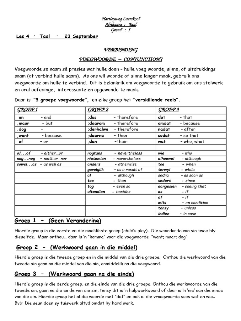 Afrik g5 Les 4 Taal Verbinding Reels 2020 Bewaar Ons Aarde | PDF
