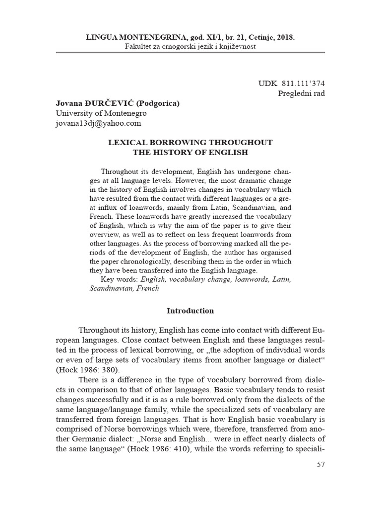 Lexical Borrowing Throughout | PDF | English Language | Word