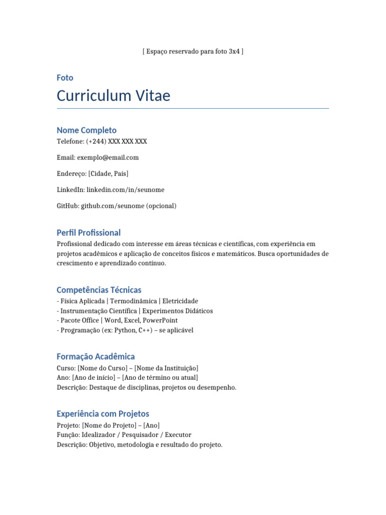 Curriculum Vitae Modelo Personalizado Com Foto | PDF