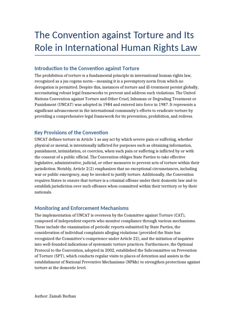 UNCAT: Framework Against Torture | PDF | Torture | Rights