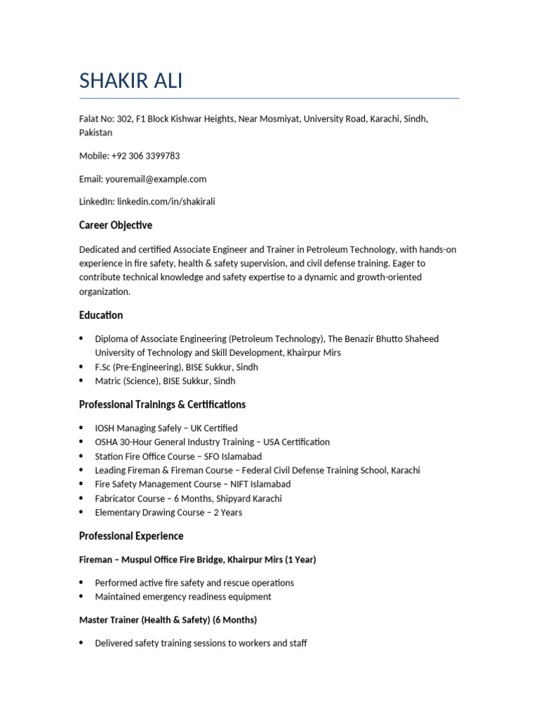 Shakir Ali CV | PDF