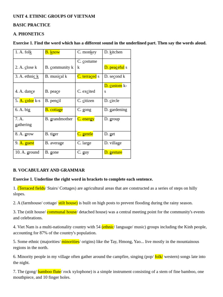 Simple-Advanced Revision Anh 8 Unit 4 | PDF | Vietnam
