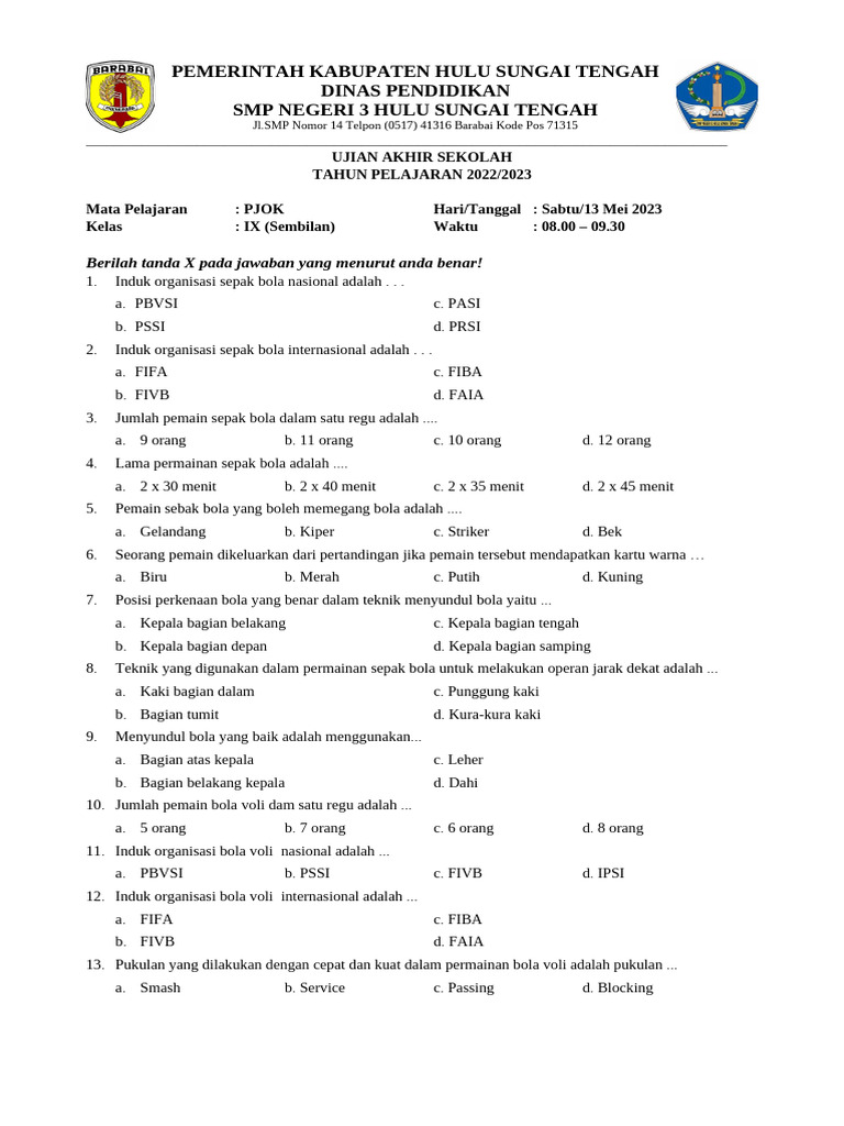 Uas Pjok KLS 9 2022-2023 | PDF
